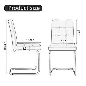 JUFU Modern Dining Chairs Set of 4，Upholstered PU Leather Kitchen Dining Room Chair with Inset Buttons C-Shaped Tube Plating Metal Legs ，for Dining Room Office Living Room Lounge Dresser Patio Club