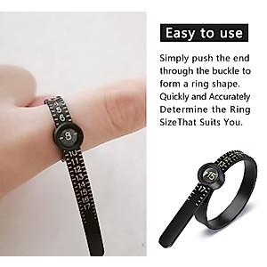 Ring Sizer Measuring Tool JRONGHE Reusable Finger Size Measuring Tape with Magnified Glass, Jewelry Sizing Tool 1-17 USA Rings Size
