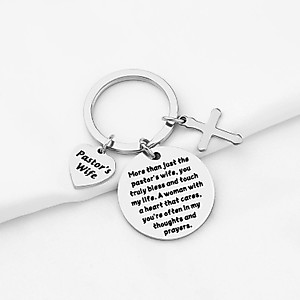 bobauna Pastors Wife Gift Church Minister Keychain Christian Jewelry A Woman With A Heart That Aares You're Often In My Thoughts And Prayers Appreciation Gift (pastor's wife keychain)