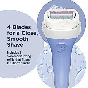 Schick Intuition Refill, Pure Nourishment Razors for Women | Intuition Razor Blades Refill with Organic Cocoa Butter, 6 Count (Pack of 1)