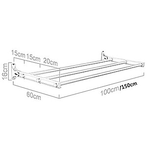 LXLTL Clothes Airer, Folding Clothes Pole Outdoor Push and Pull Drying Racks Punch Bathroom Clothes Drying Racks,3 Tracks,100cm