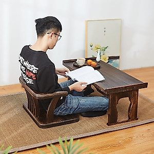 GZQWDC Japanese Floor Table,Small Coffee Table & Tea Table, Altar Table for Meditation,Low Table for Sitting on The Floor,Wood Bed Table Trays with Foldable Legs,Bed Laptop Desk