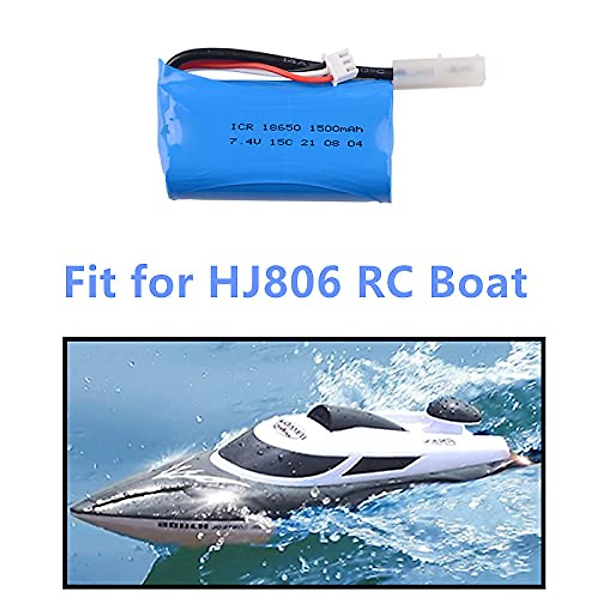 7.4V (2 x 3.7V) 1500mAh Li-ion Battery with Standard Tamiya Connector for HONGXUNJIE HJ806 2.4GHz RC Boat HJ806 Battery 2 Pack with USB Charger