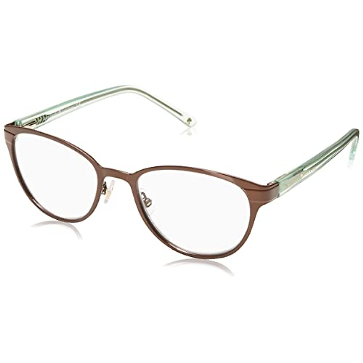 Kate Spade New York Women's Ebba Oval Reading Glasses, Brown Mint 2.0/Clear Prescription, 50 mm + 2
