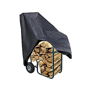 WINCOVER Firewood Log Cart Cover with 1 Pair Golves 420D 21x25x38in Outdoor Waterproof Snowproof Firewood Cart Racks Cover All-Weather Outdoor Protection for Firewood Rack