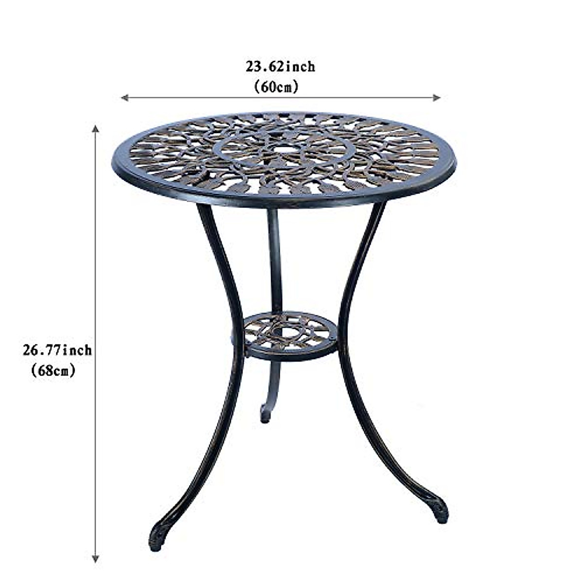 Mandolin Patio Table and Chairs,5 Piece Outdoor Dining Set,Rust-Resistant Cast Aluminum Bistro Set,with Cushion,Tulip Design (Copper)