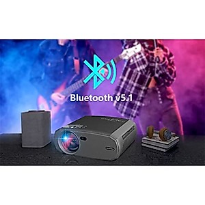 ZLXDP V50 Portable 5g WiFi Projector Mini Smart Real 1080p Full Movie Proyector 200'' Large Screen Led Bluetooth Projectors (Color : E)