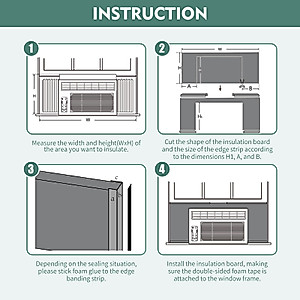 Window Air Conditioner, Side Insulated Foam Panel, Summer/Winter Heat and Draft Insulation 03EVA002BLACK, One Piece Full Surround Insulation Panels with 4 Pressure Strips,Window Seal02 (WHITE)