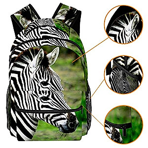 Zebra Pattern Large Backpack for Boys Girls SchoolBag with Multiple Pockets Canvas, 29.4x20x40cm/11.5x8x16 in