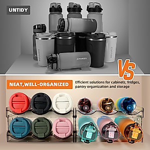 GLDDAO Water Bottle Organizer,Stackable Water Bottle Organizer for Cabinet,Tumbler Travel Mug Holder,Wine Drink Srack for Kitchen Countertop Freezer Pantry Organizers and Storage (12 Bottles)