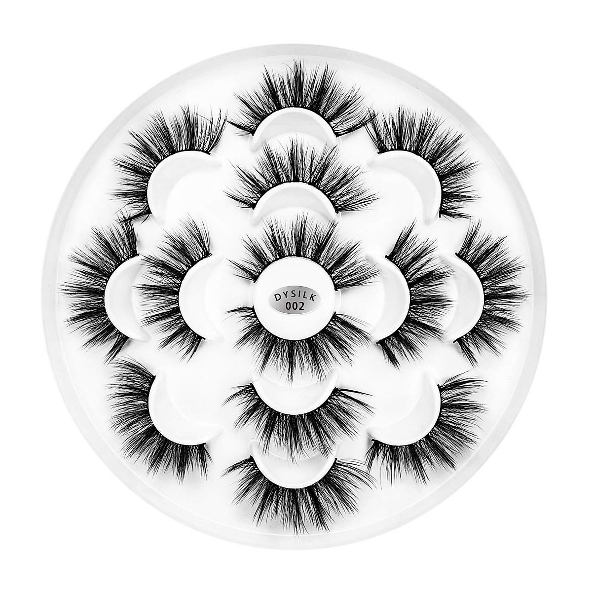 DYSILK Mink Lashes Fake Eyelashes - Wispy Lashes 7 Pairs Faux Mink Eyelashes 6D Lashes Natural Look Pestañas Postizas Wispy Eyelashes Fluffy Lashes Reusable Dramatic Lashes |002