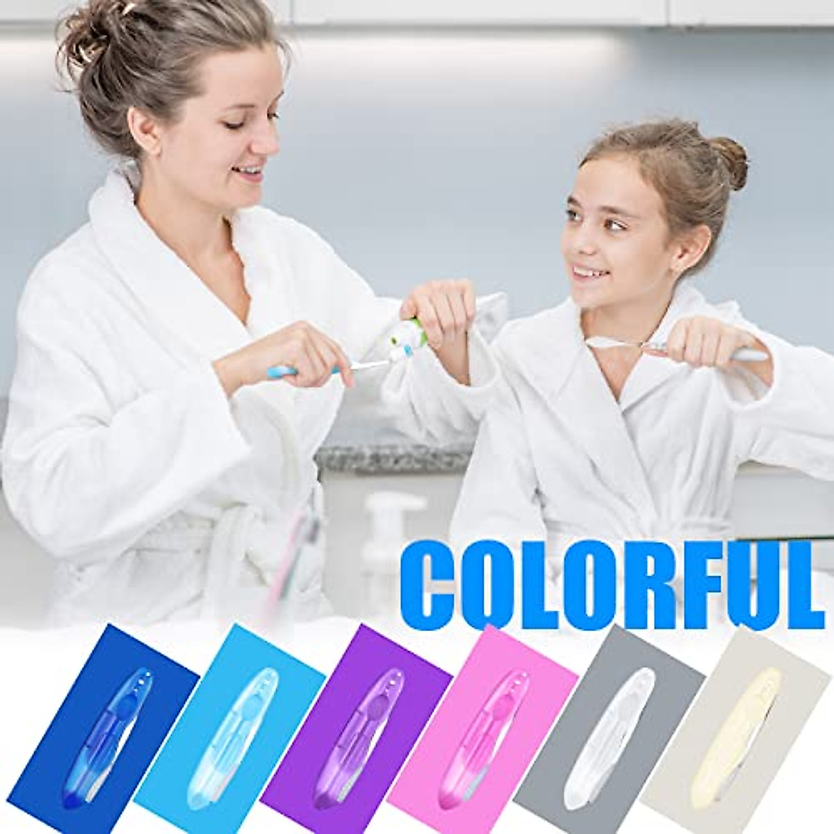 Nuogo 100 Pieces Travel Toothbrushes Folding Tooth Brush Portable Soft Collapsable Toothbrush Bulk for Kids Adult Camping Hiking Travel Supplies, 6 Colors