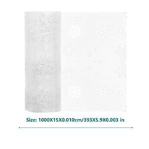 Ciieeo 10 Yards Christmas Fabric Tulle Roll Snowflake Tulle Roll Glitter Gauze Ribbon for Craft Bow Tutu Skirt Sewing Wedding Party Decoration 6 Inch Width White