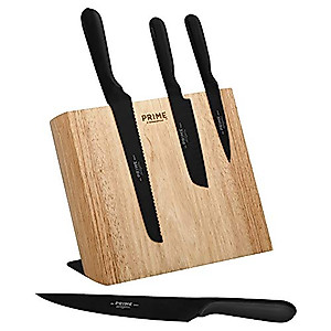 Chicago Cutlery Prime 5Pc Magnetic Wood Block Set, German MOV Stainless Steel Blades, Black, Beech