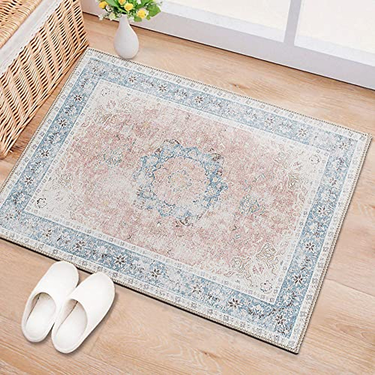 Rugshop Bohemian Distressed Stain Resistant Flat Weave Eco Friendly Premium Recycled Machine Washable Area Rug 2'1"x3' Rust