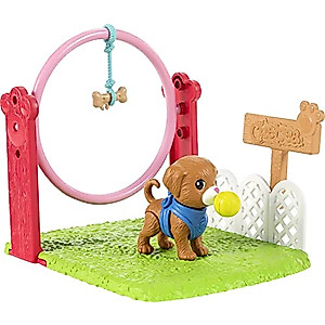 Barbie Chelsea Can Be Dog Trainer Playset with Blonde Chelsea Doll (6-in), Dog & Leash, Jumping Hoop, Obstacle Cones, Training Treats & More, Great Gift for Ages 3 Years Old & Up