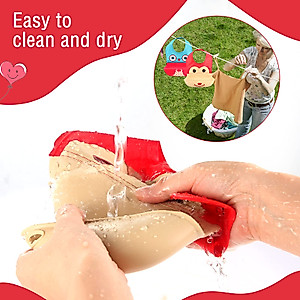 HAHA Baby Silicone Bibs for Girls Boys Eating Feeding Toddler Waterproof Roll-Up Bib with Food Catcher Unisex Infant Bibs for Babies, 2 Pack (Red&Beige/Blue&Red)