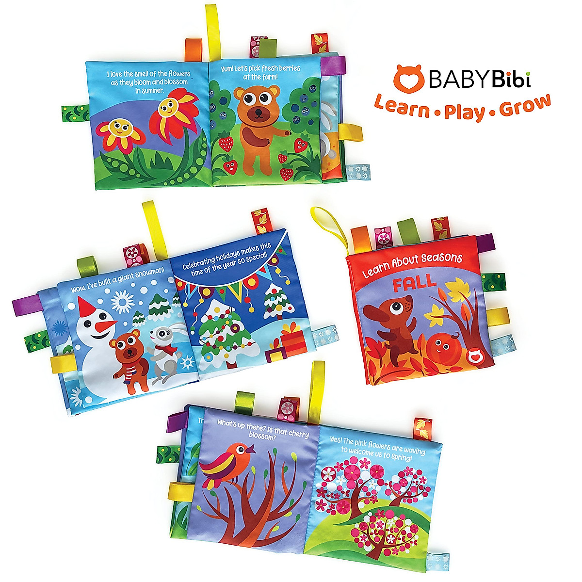 Cloth Books for Babies - Learn About Seasons, Playful Illustrations, Crinkle Pages & Cute Characters - for Babies 24 Months Old(Set of 4)