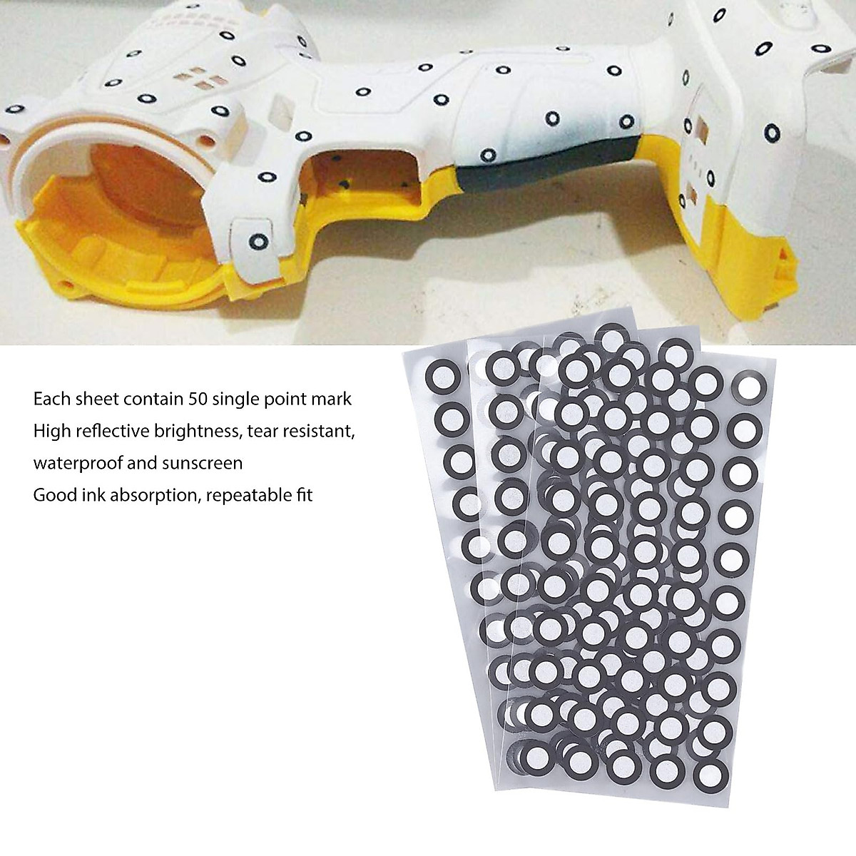 150Pcs 3D Scanning Diffuse Reflection Markers, 6.0mm Positioning Targets with Black 3D for 3D Scanner, 3D Tracking Dot, Renewed Alignment for Testing
