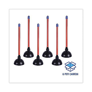Boardwalk BWK09201EA 18 in. Plastic Handle Toilet Plunger for 5-5/8 in. Bowls - Red/Black