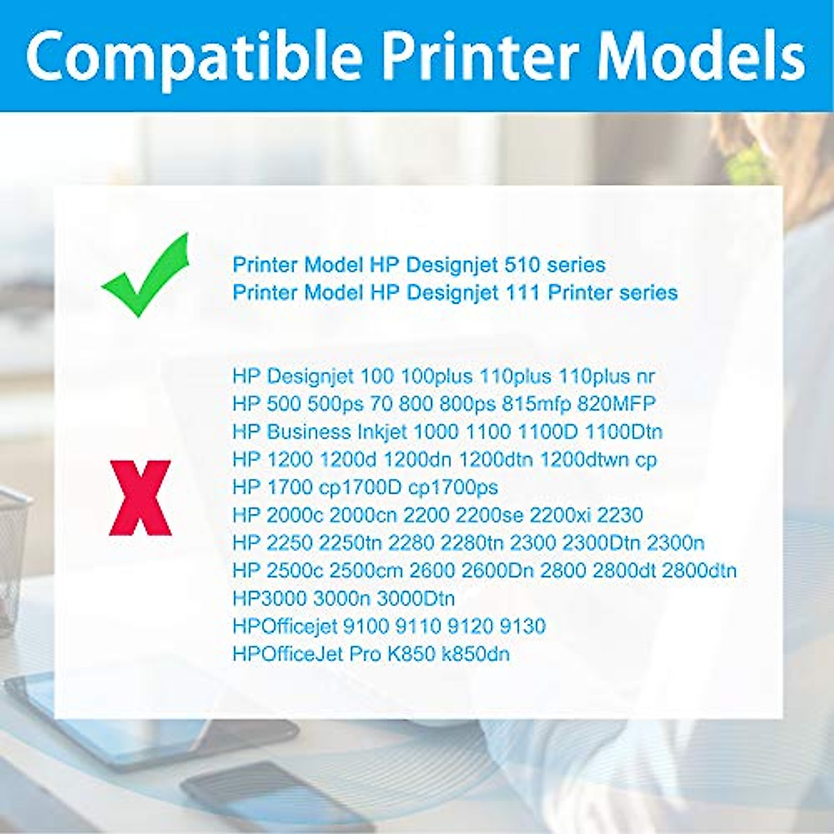 LCL Compatible Professional Version Ink Cartridge Replacement for HP 82 CH565A 510 111 (2-Pack Black)