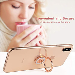 RXKEJI Cell Phone Ring Stand Finger Holder Sparkle Glitter Grip Kickstand Compatible with Universal Tablet iPad Smartphone iPhone 12 11 Pro Xs Max XR 7 8 Plus Samsung Galaxy S10 S20 Note 20 Red