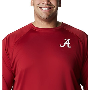 Columbia NCAA Alabama Crimson Tide Men's Terminal Tackle Long Sleeve Shirt, 6X Big, ALA - Red Velvet/White