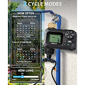 HIRALIY 65FT Automatic Drip Irrigation Kits with Garden Timer, 1/4" Blank Tubing and 4-outlets Misting Watering Nozzles, Auto Plant Watering System for Patio Lawn, Watering Regularly by Timer