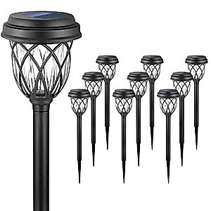 EXCMARK 10 Pack Solar Lights Outdoor Garden Pathway Solar Powered Yard Lights for Walkway Sidewalk Driveway.