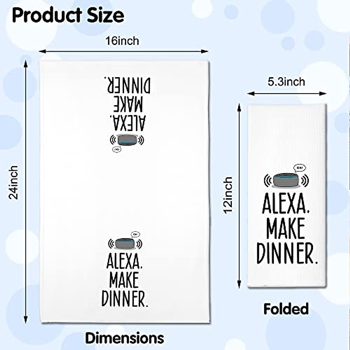 RZHV Alexa, Make Dinner Kitchen Towel, Funny Speakers Dish Towel Gift for Women Sisters Friends Mom Aunty Hostess Music Lover, Housewarming New Home, Dish Towel with Sayings