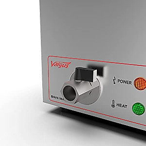 Valgus Commercial Grade Stainless Steel 3 Sections 17 Qt Bain Marie Food Warmers Electric Countertop Steamer with Lid and Tap for Parties, Banquet and Catering Events