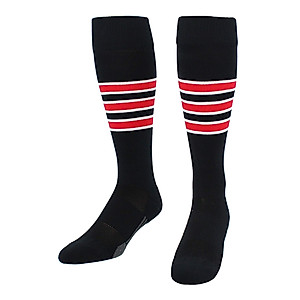 TCK Performance Baseball/Softball Socks (Black/White/Scarlet, Small)