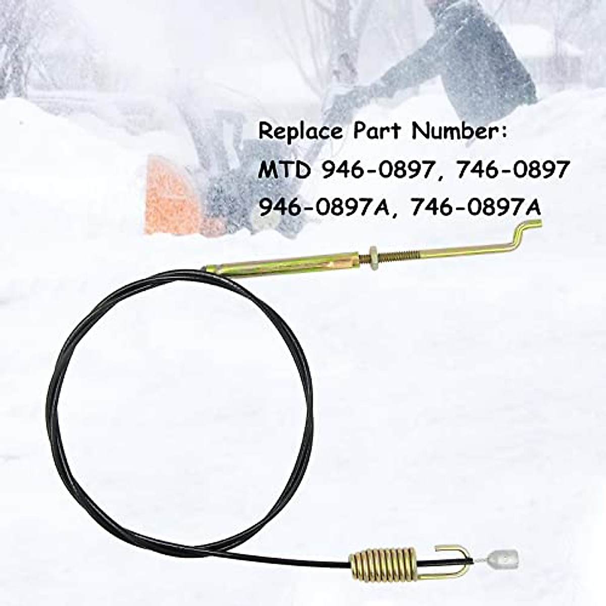 Hirldeea 946-0897 Auger Clutch Cable for MTD Craftsman Cub Cadet Ryobi Yard Man Husky Troy-Bilt Snowblowers 946-0897A 746-0897 746-0897A, Cable Length 45"