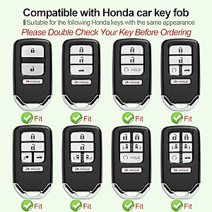 ZSPDACC compatible with Honda Key Fob Cover Black TPU Car Key case Holder Key chain Protector Compatible with Civic Accord Pilot Odyssey CR-V Clarity HR-V Insight Passport Ridgeline Accessories