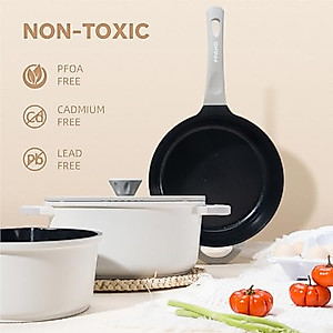 FPANO 2 QT Sauce pan with Lid, 2 Quart Die-Cast SaucePan Milk Pots, Small Soup Pot with Soft Touch Handle, Non-Toxic Kitchen Cookware for Boiling Gravies, Pasta, Noodles, Induction Campatible