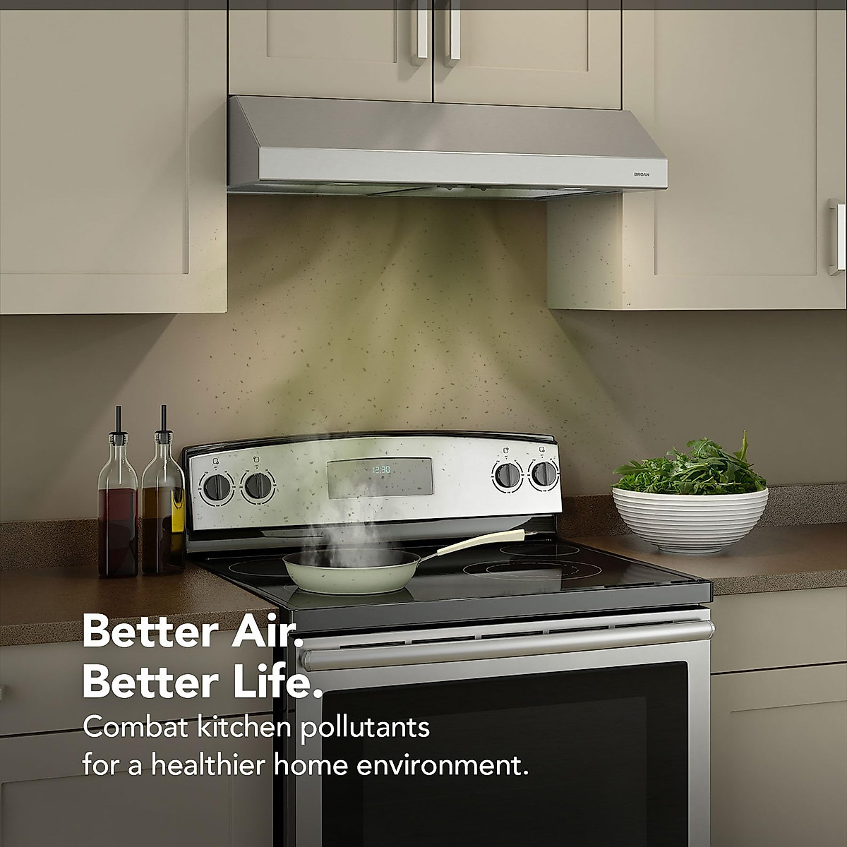 Broan-NuTone BCSD130SS Glacier Range Hood with Light, Exhaust Fan for Under Cabinet, Stainless Steel, 30-inch, 300 Max Blower CFM