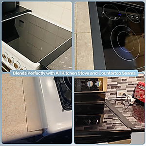 Silicone Stove Gap Covers (2PCS), 25 inch Stove Gap Filler, Stove Guard for Kitchen Oven Counter Side Gap, Heat Resistant and Easy Clean Oven Gap Filler, Black