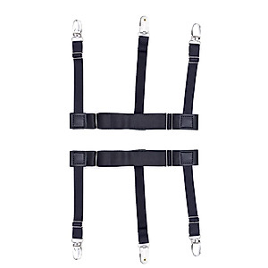 Kedofe Men Shirt Stays Adjustable Elastic Shirt Garter Shirts Holder with Non-slip Locking Clamps for Police Military (Black)