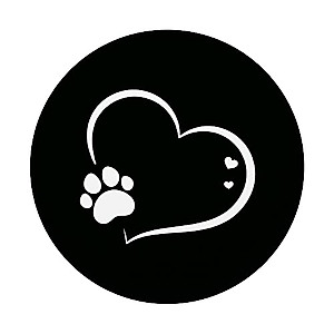 Cute Paw Print With Hearts Dog Mom On Black Background PopSockets Swappable PopGrip