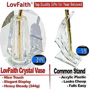 LovFaith Real Rose Dipped 24K Gold, with Crystal Vase, Gift for Her mom Wife Mother Day Anniversary Valentines Day