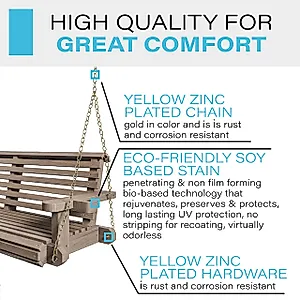 Porchgate Amish Heavy Duty 800 Lb Roll Comfort Treated Porch Swing W/Chains (5 Foot, Warm Walnut Stain)