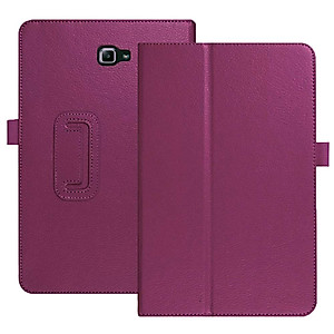EKVINOR Case for Galaxy Tab A 10.1 (2016 NO S Pen Version), Premium PU Leather Folio Smart Stand Case Cover for Samsung Galaxy Tab A 10.1 Inch 2016 Tablet (SM-T580/T585, No Pen Version), Purple