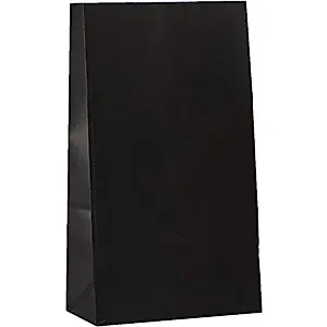 Paper Favor Bags - 50 Pack Black Party Favor Kraft Treat Bags for Any Occasions, Halloween, Graduation, DIY Arts, New Years Eve Party - 5 x 3 x 9 Inch