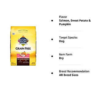 Nature’s Recipe Grain Free Salmon, Sweet Potato & Pumpkin Recipe Dry Dog Food, 24 lb. Bag