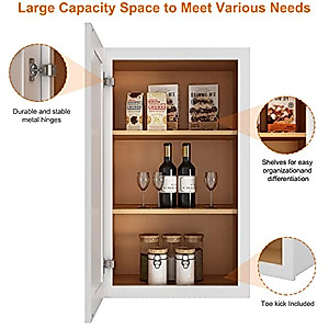 LOVMOR Kitchen Wall Cabinet & Cupboard, Medicine Cabinet,Bathroom Cabinet Wall Mounted with Doors and Shelves, 12" D*18" W*30" H, Shaker White