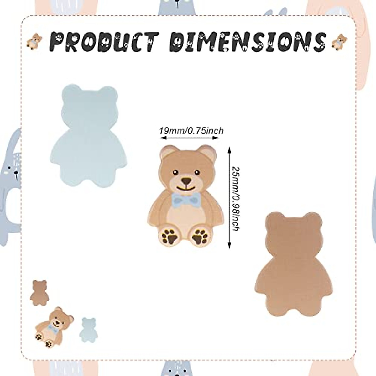 300 Pieces Bear Confetti Baby Shower Paper Confetti Bear Table Confetti for Holiday Festival Party Table Home Decorations, 0.98 Inch (Blue, Brown)