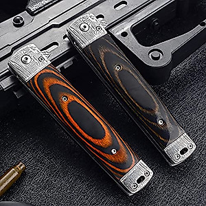 URiver Pocket Knife,G10 handle, With Pocket clip,Material Sharp Satin Blade, Great for Paring, Brown