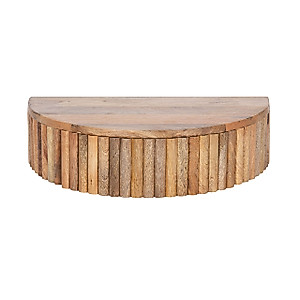 Kate and Laurel Reid Ribbed Wooden Floating Side Table, 20 x 11 x 6, Black, Modern Wood Floating Nightstand with Drawer for Extra Storage and Added Functionality