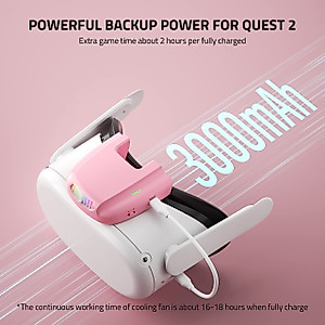 QWOS RGB Fitness Facial Interface Fan with 3000mAh Battery for Oculus Quest 2, Extend 2hrs Playtime, Soft PU Face Cover/Pad, Air Circulation Cooling Fan Ventilation to Reduce Lens Fogging