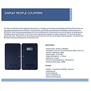 Wireless Battery Operated Bi Directional Infrared Dual Beam People Counter w/2 Year Warranty